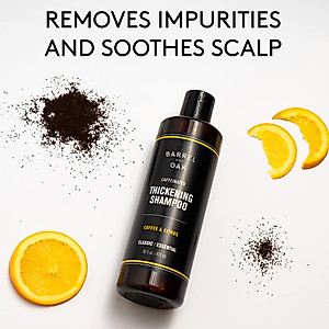Barrel and Oak - Caffeinated Thickening Shampoo, Biotin Shampoo, Hair Care for Men, Strengthens & Hydrates, Biotin for Thicker Hair, Essential Oil-Based Scent, Vegan (Coffee & Citrus, 16 oz)