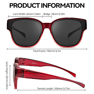 LVIOE Snap Shades Fit Over Sunglasses Solar Shields Wrap Around Over Glasses Sun Glasses Polarized UV400 Protection LS8001