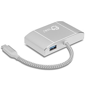 SIIG USB 3.1Type C (USB C) Thunderbolt 3 to Gigabit Ethernet LAN Network and HDMI Adapter Hub with USB 3.0 Type A, Gigabit Etherent and HDMI output - 4K ready (JU-H30712-S1)
