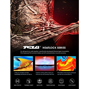 TSLA Men's Thermal Long Sleeve Compression Shirts, Mock/Turtleneck Winter Sports Running Base Layer Top, Heatlock Face Mask Print Hunting Camo, Medium