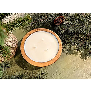 Bonneville Handmade Candles / 5 1/2" x 2" Hand Poured Wood Bowl Candle, 3 Wick/Dough Bowl Candle/Up to 25 Hour Burn Time / 100% Soy Wax/Scented Candle/Rustic Candle/Holiday (Unscented)