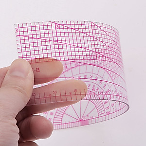 HARFINGTON Styling Sewing French Curve Ruler, 30.5x5cm Dress Makers Ruler Clear Sewing Tailors Pattern Making Ruler for Fashion Design and Guides for Fabric