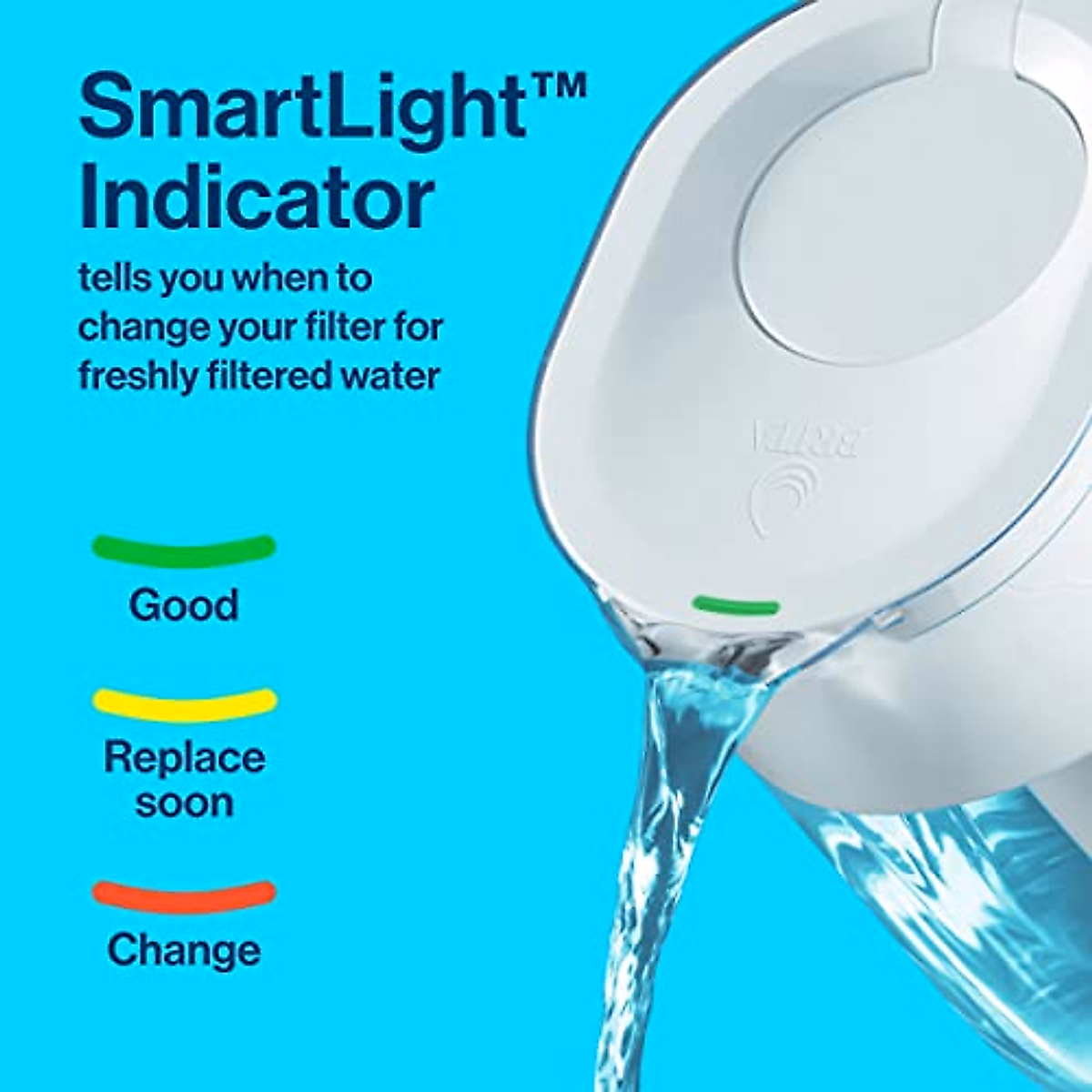 Brita Large Water Filter Pitcher for Tap and Drinking Water with SmartLight Filter Change Indicator + 1 Standard Filter, Lasts 2 Months, 10-Cup Capacity, Black