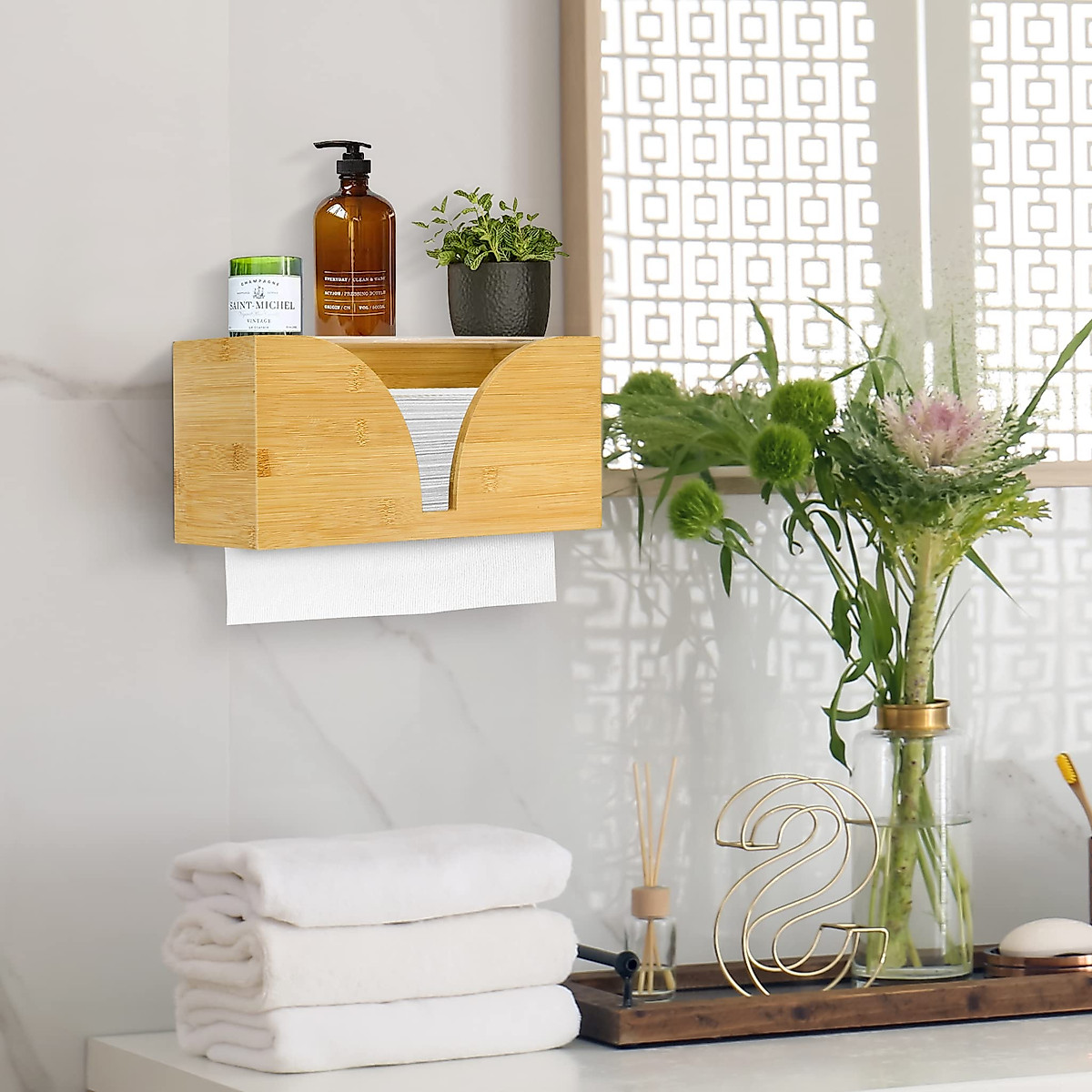 Paper Towel Dispenser, Folded Paper Towel Holder with Lid, Commercial C-Fold, Z-Fold, Trifold Hand Paper Towel Holder Dispenser for Bathroom and Kitchen, Wall Mount or Countertop for Multifold