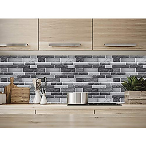 Art3d 10-Sheet Self-Adhesive Tile Backsplash for Kitchen, Vinyl Decorative Tiles, 12"x12"