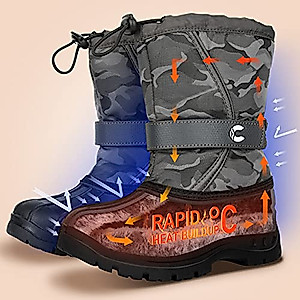 CROVA Kids Snow Boots Boys Girls Womens Winter Warm Waterproof Outdoor Anti-Slip Fur Lined Resistant Cold Weather Shoes (Little Kid/Big Kid)