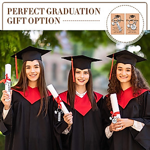 Cunno 12 Pcs Graduation Gifts Keychain 6 Pcs Graduation Key Chains Class of 2024 and 6 Pcs Inspirational Cards Grad Gift for Seniors 2024 High School College Student