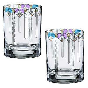 Frank Lloyd Wright DOF Double Old Fashioned Glass 14-Ounce (Gift Boxed Set of 2, April Showers)