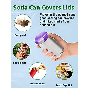 Soda Can Covers Lids, 6 Pack BPA-Free Can Cover for Soda Lid, Reusable Pop Can Lid Beer Can Covers, Silicone Soda Can Lids for Carbonated Beer Juice Beverages Energy Drinks, Fits Standard Soda Cans