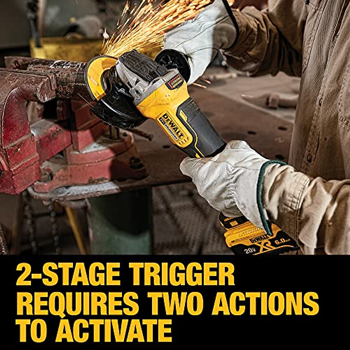 DEWALT 20V MAX* Angle Grinder Tool Kit, 4-1/2-Inch, Paddle Switch with Brake (DCG413R2)