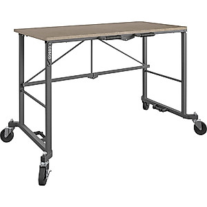 CoscoProducts 66720DKG1E COSCO Smartfold Portable Folding MDF Work top (Gray, 350 pounds) Workbench Desk, Tan