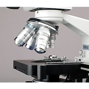 AmScope T120B Professional Siedentopf Trinocular Compound Microscope, 40X-2000X Magnification, WF10x and WF20x Eyepieces, Brightfield, LED Illumination, Abbe Condenser with Iris Diaphragm, Double-Layer Mechanical Stage, 100-240VAC