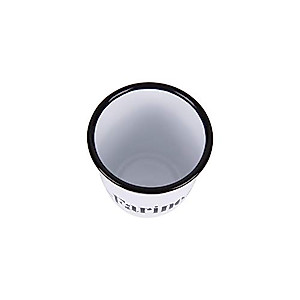 Creative Co-Op Enameled White Canisters with French Writing & Black Rims (Set of 4 Sizes)