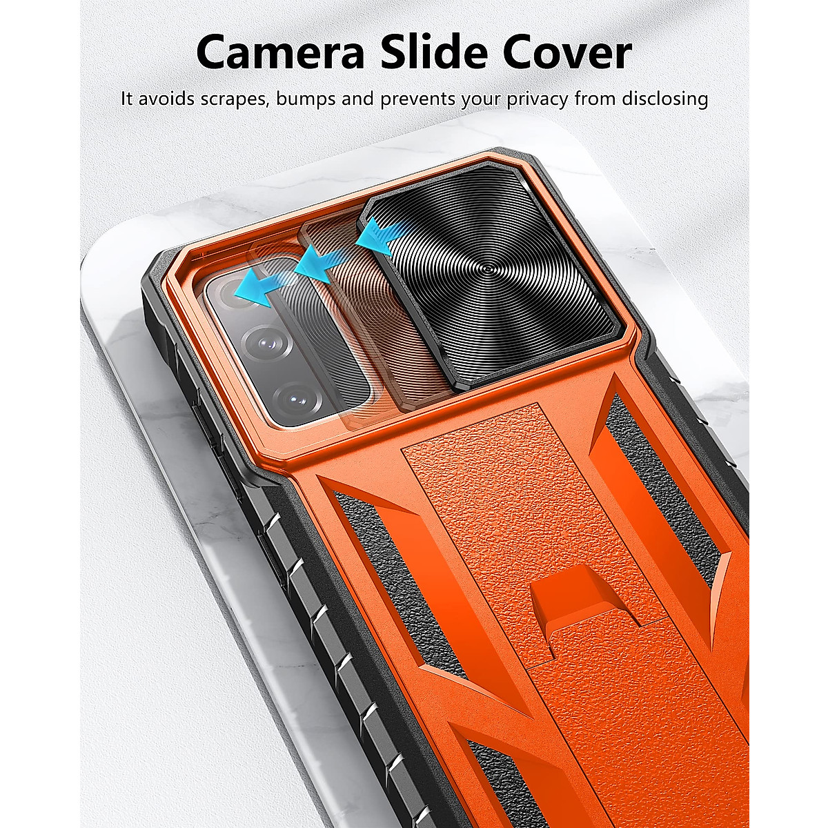 WTYOO for Samsung Galaxy S20-FE Case: Military Grade Drop Proof Protection Mobile Cover with Kickstand | Matte Textured Rugged Shockproof TPU | Protective Phone Case for Samsung S20 FE 5G - Orange