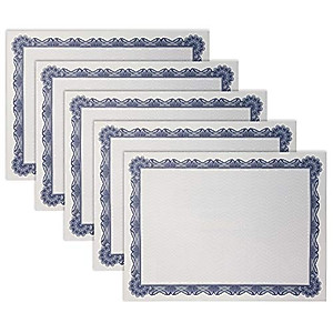 100 Sheet Certificate Paper, Blue Border, Letter Size Blank Paper, by Better Office Products, Specialty Award, Diploma Certificate Paper, Laser and Inkjet Printer Friendly, 8.5 x 11 Inches, 100 Count