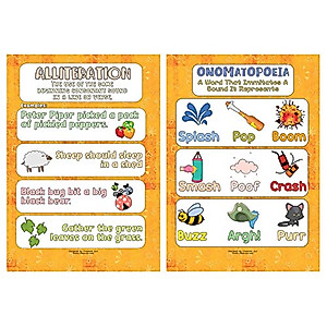 Creanoso English Vocabulary and Grammar Educational Learning Posters (24-Pack) - Premium Quality Gift Ideas for Children, Teens, & Adults for All Occasions - Stocking Stuffers Party Favor & Giveaways
