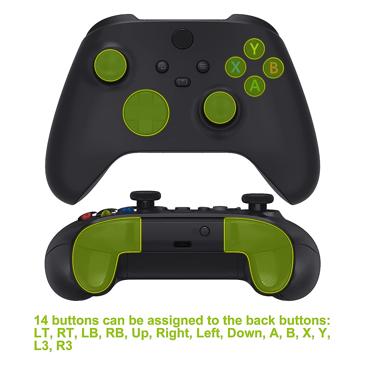 eXtremeRate Hope Programable Remap Kit for Xbox Series X/S Controller, Upgrade Boards & Redesigned Back Shell & Side Rails & Back Buttons for Xbox Core Controller - Textured Green