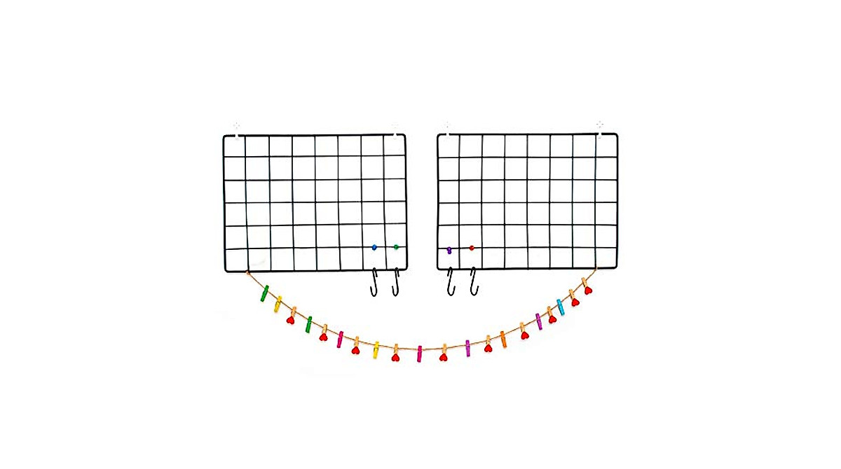 Stylish 2 Pack Wire Wall Grid Panels for Home & Office | Black, Magnetic