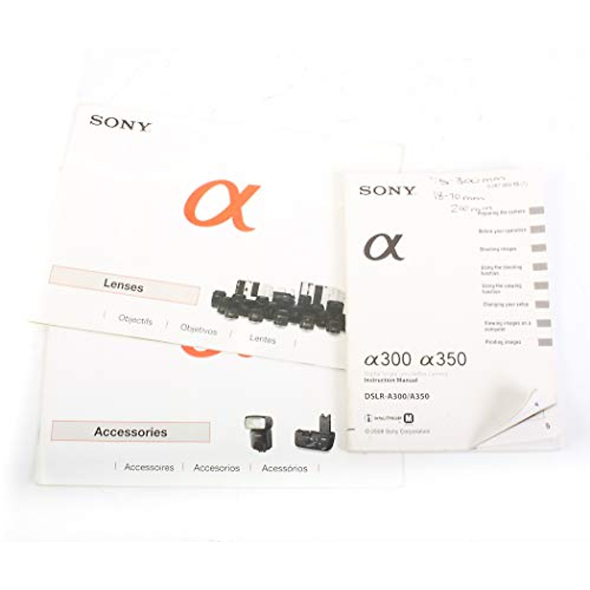 A300 / A350 Camera, Lens & Accessories Instruction Books for Sony