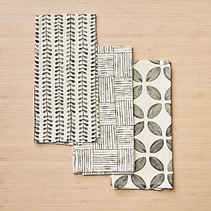 Sophistiplate Tea Towel for Kitchen, Dining - 3 Pack Black & White Set - 100% Cotton - Black White Tea Towels - Machine & Hand Washable Hand Towels - Reusable Cleaning Cloths - 30” x 20”