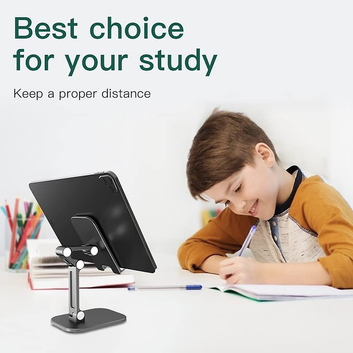 Cell Phone Stand for Desk, Adjustable Height and View Angle, Foldable Metal Cell Phone Holder for Android Phone 、iPhone and Tablet Like iPhone 13 Pro Xs Max Xr X Se 8 Ipad