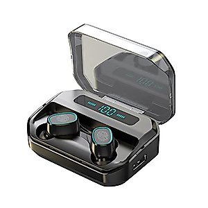 USB Bluetooth Earbuds, Headset Led Power Display, Wireless Headphones Bluetooth, Ear Buds Stereo Earphones In-ear Type, Noise Cancelling Earbuds, Built-in Mic Headset Deep Bass for Sport (black)
