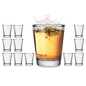 LUXU Shot Glass 1.5 Fl.oz,Heavy Base Shot Glasses set of 12, Clear Small Glass Set for Cocktail,Whiskey, Tequila, Vodka,Mini Drinking Cups for Espresso.