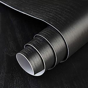 BAYYA Black Wood Texture Contact Paper Thicken Dark Wood Grain Look Wallpaper Peel Stick Countertops Table Counter Top Covers Waterproof Self Adhesive Removable Vinyl Wallpaper DIY Furniture Stickers