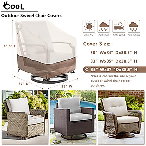 okcool Outdoor Swivel Chair Cover 2 Pack,Outdoor Furniture Patio Chair Covers Waterproof Clearance,(35" W x 37" D x 38.5" H) Outdoor Lawn Patio Furniture Covers,Beige & Brown