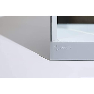 Realme Non-Reversing Cosmetic Stand Mirror, True Reflection, Vanity Makeup Mirror, 9" Non-Magnifying Desk Mirror, Rectangular Tabletop Mirror (Essential Edition) (Green Gray)