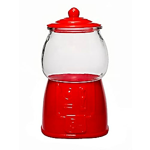 Amici Home Gumball Machine Shaped Glass Candy Jars | Storage Canister with Airtight Lids | Perfect for Weddings, Birthdays, Party Decorations, and Gifts | 42 Oz (Red)