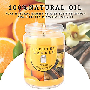 2 Pack 16oz Orange Vanilla Aromatherapy Candle with 80 Hours Long-Lasting Burn time Odor Elimination Scented Candles Gift Set for Women, Natural Soy Wax