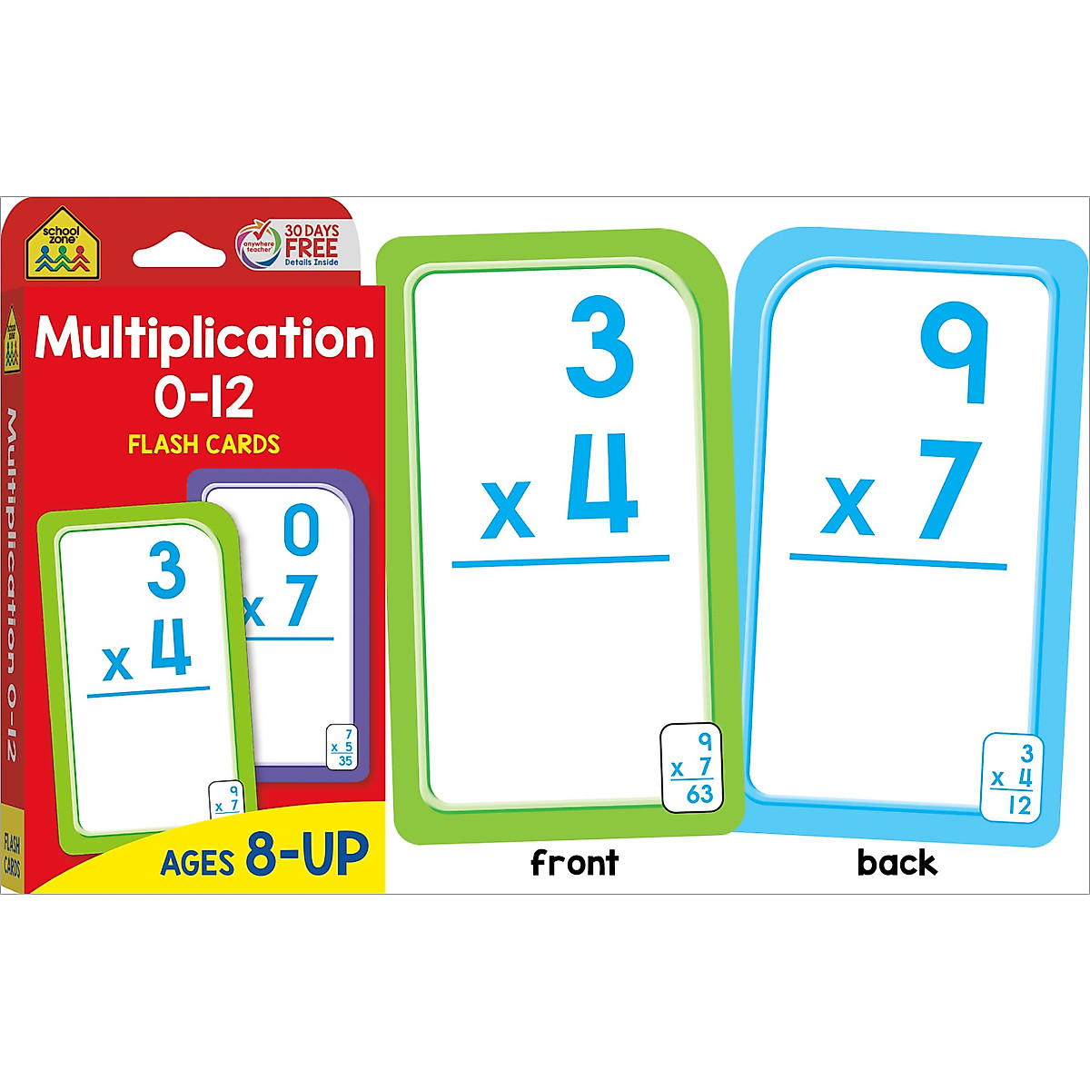 School Zone - Get Ready Flash Cards Multiplication & Division 2 Pack - Ages 8 to 9, 3rd Grade, 4th Grade, Multiplication 0-12, Division 0-12, Elementary Math, and More