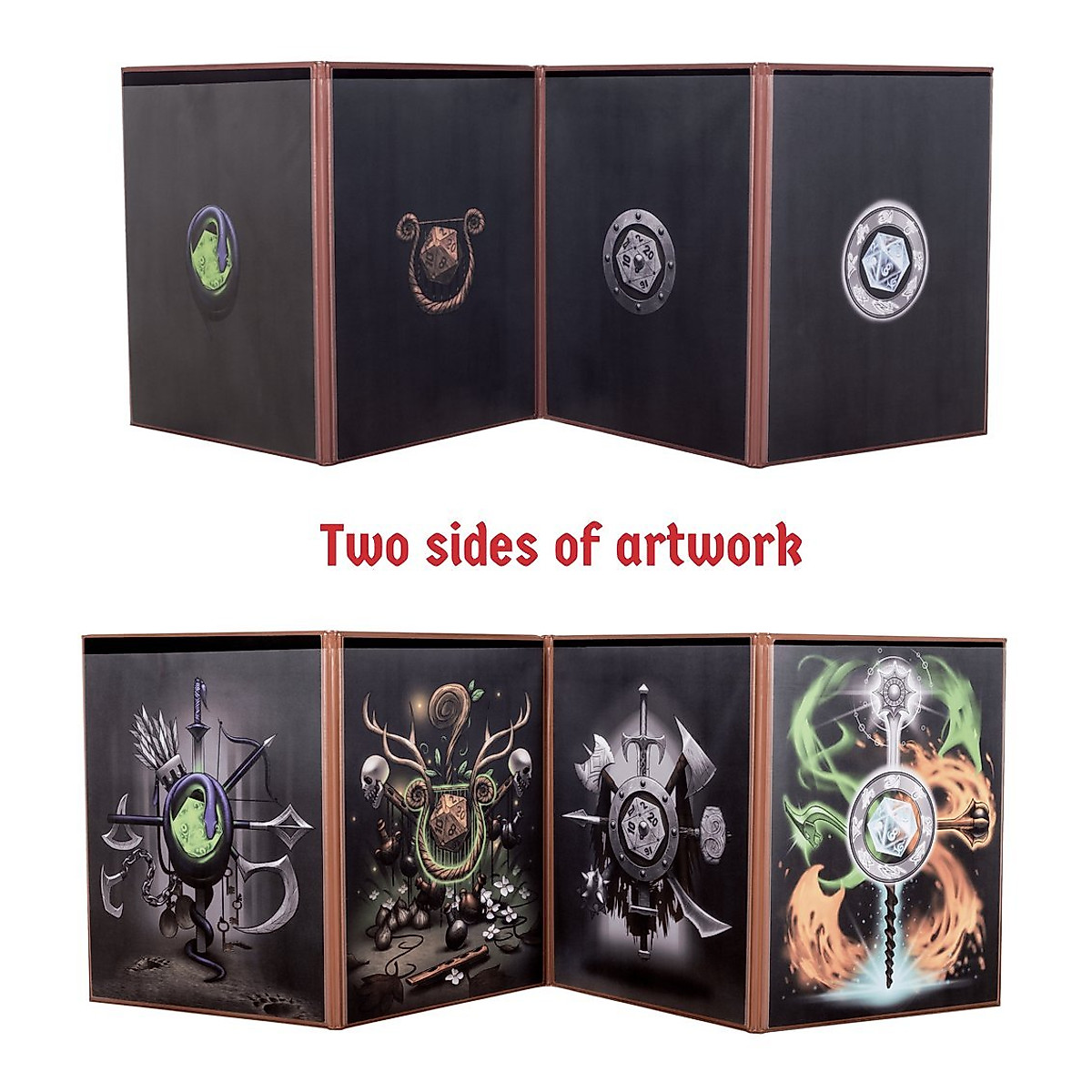 Hexers Game Master Screen, Compatible with Dungeons and Dragons, DND DM Pathfinder RPG Role-Playing, 4 Customizable Panels Inserts Included That Slide into The Pouches, Dry Erase Tracker Sheet