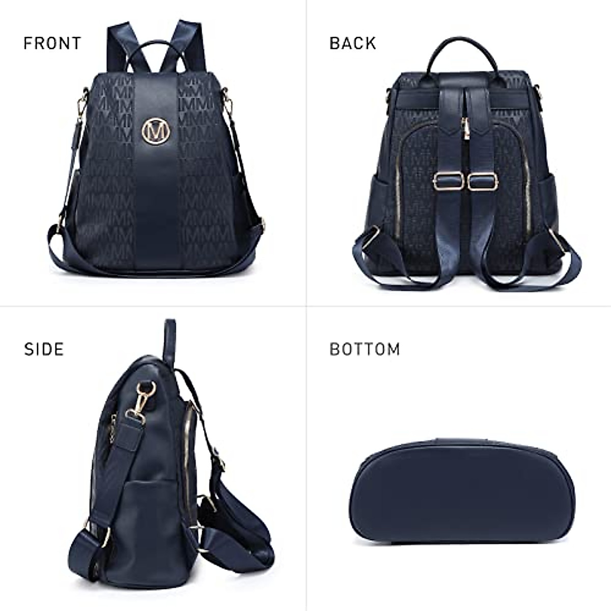 MKP Women Fashion Backpack Purse Jean Denim Handbag Anti-Theft Rucksack Travel School Shoulder Bag with Wristlet