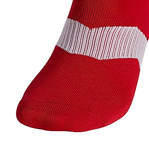 adidas Metro Soccer (1 Pair) Long Over The Calf Team Sports Socks, Power Red/Clear Grey/White/6, Medium