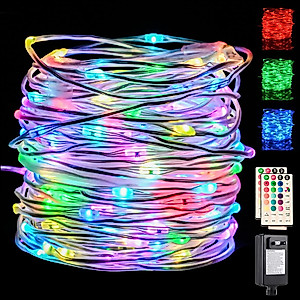 HAHOME 66Ft 200LEDs Color Changing Outdoor String Lights Rope Lights for Mother's Day,Easter Day,Christmas Decoration,Multi-Colored