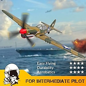 VOLANTEXRC RC Plane 4 Channel P40 Warhawk Remote Control Airplane Fighter RTF with 6-Axis Gyro, 3 Modes Easy to Fly, 2.4GHz Radio Controlled Aircraft for Beginners, Boys & Adults