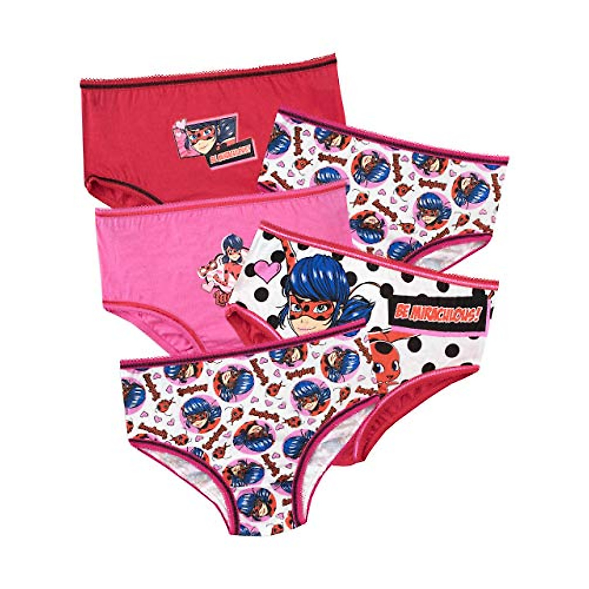 Miraculous Girls' Ladybug Underwear Pack of 5 Size 6 Multicolored