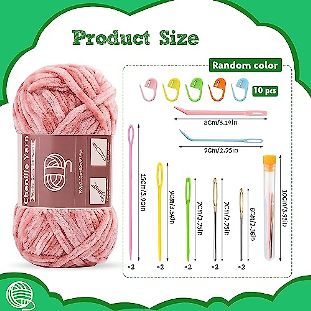 LUNARM 3 * 100g Chenille Yarn, Yarn for Crocheting Knitting with Big Eye Needles, Handcrafts Weaving Soft Chenille Yarn for Making Blankets, Clothes, Pattern Knitting Creations (Peach Pink)