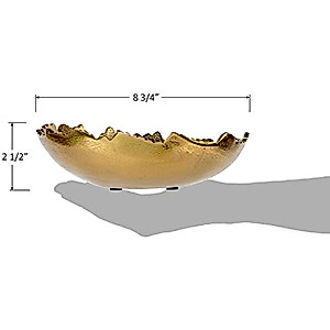 Red Co. 8.75” Gold Moon Decorative, Asymmetrical Torn, Hammered Metal Centerpiece Bowl with Sculpted Edges