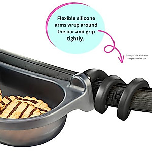Universal Stroller Snack Tray | Silicone Flexible Arms Grip Stroller Bar and Stays in Place | Stroller Tray Attachment with Cup Holder for Sippy Cup Baby Bottle, Snacks | Stroller Accessories Swanoo