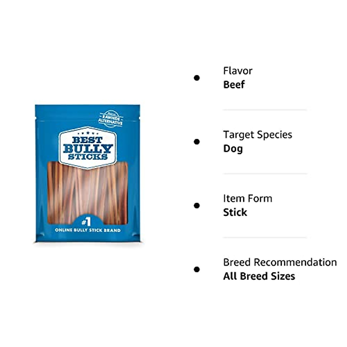 Best Bully Sticks 6 Inch All-Natural Bully Sticks for Dogs - 6” Fully Digestible, 100% Grass-Fed Beef, Grain and Rawhide Free | 50 Pack