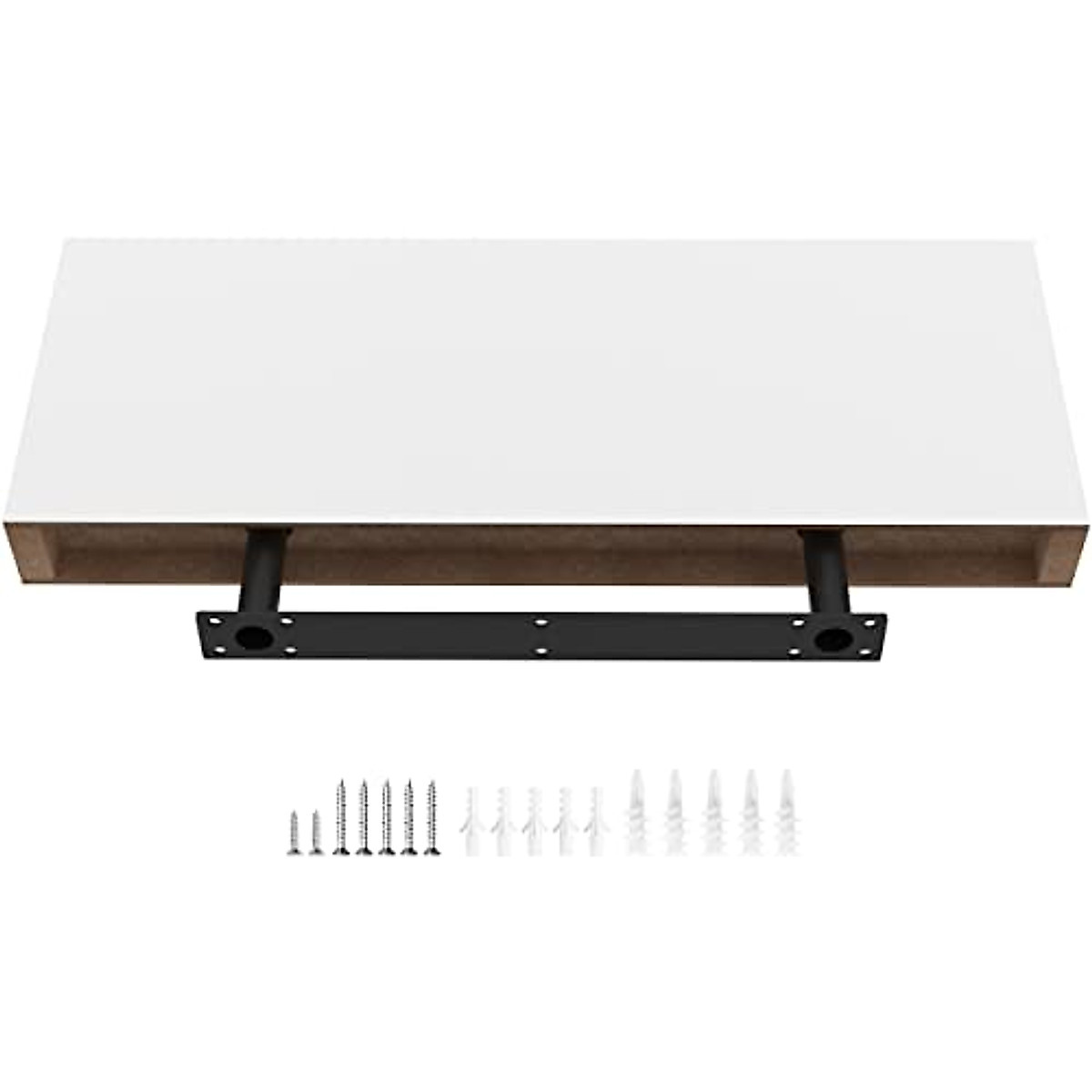 Ballucci Floating Shelf, 35.5" L Wood Wall Mounted Ledge with Invisible Bracket for Living Room, Bedroom, Bathroom, Kitchen, Nursery, 6" Deep - White