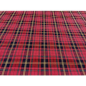AMORNPHAN 60 Inch Plaid Scottish Traditional Pattern Tartan Motif Printed 100% Woven Cotton Fabric for Clothing Tablecloth Decorative Sewing Arts Crafts Upholstery and Home Accents for 1 Yard (Red)