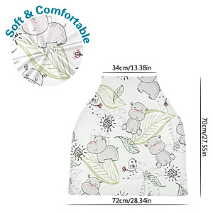 Nursing Cover Breastfeeding Scarf Leaves and Hippos- Baby Car Seat Covers, Stroller Cover, Carseat Canopy(8rh3a1)