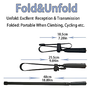 2 Packs BAOFENG UV-5R Folding Tactical Antenna for GMRS Two way Radio 48cm/18.8inch Dual Band VHF UHF SMA-Female Long Range Portable Compatible with BF-F8HP UV-82HP DM-1701(2packs)