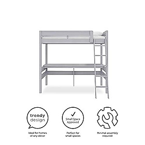 DHP Dorel Living Harlan Wood Bed with Ladder and GuardRail, Twin, Gray Loft