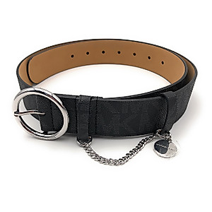 Michael Kors MK Charm Belt With Chain, Large, Black/Silver