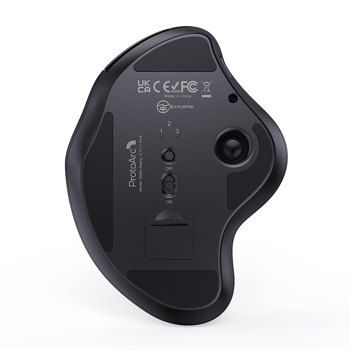 ProtoArc Wireless Trackball Mouse, Bluetooth Mouse Rechargeable Computer Laptop Mouse, 3 Device Connection&, Compatible for PC, iPad, Mac, Windows-Black